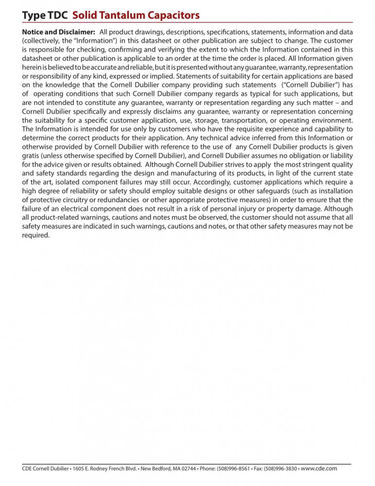 Cornell Dubilier TDC datasheet page 5
