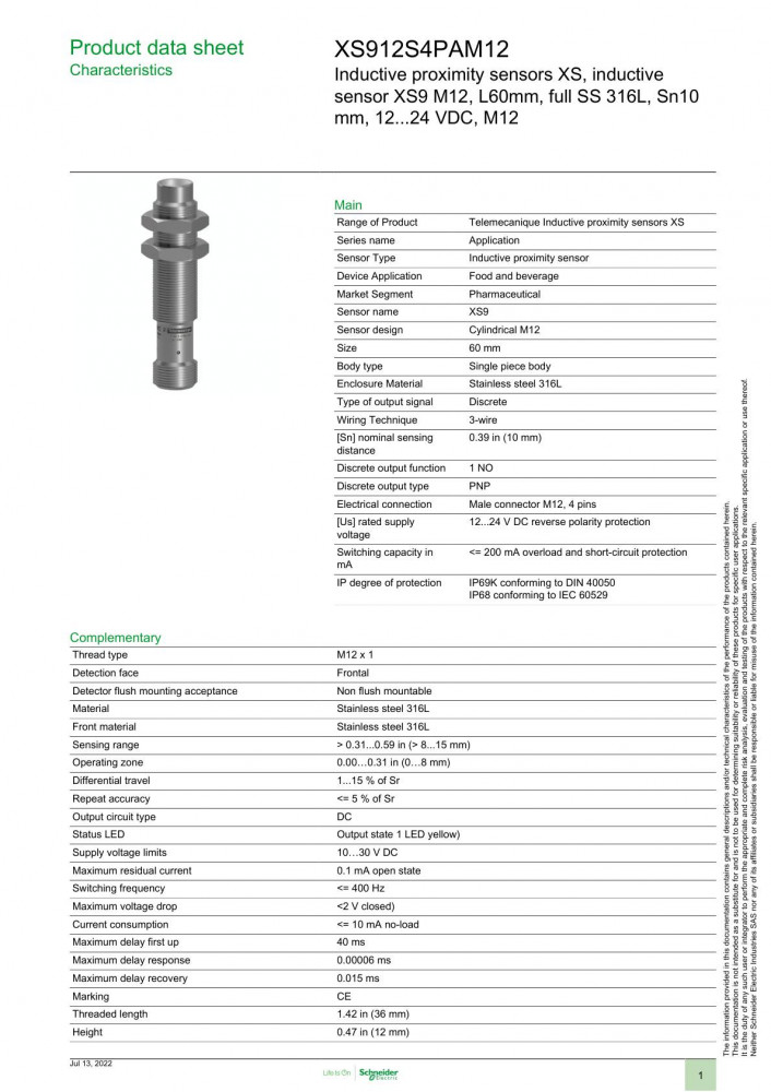 XS912S4PAM12 technical document page 1