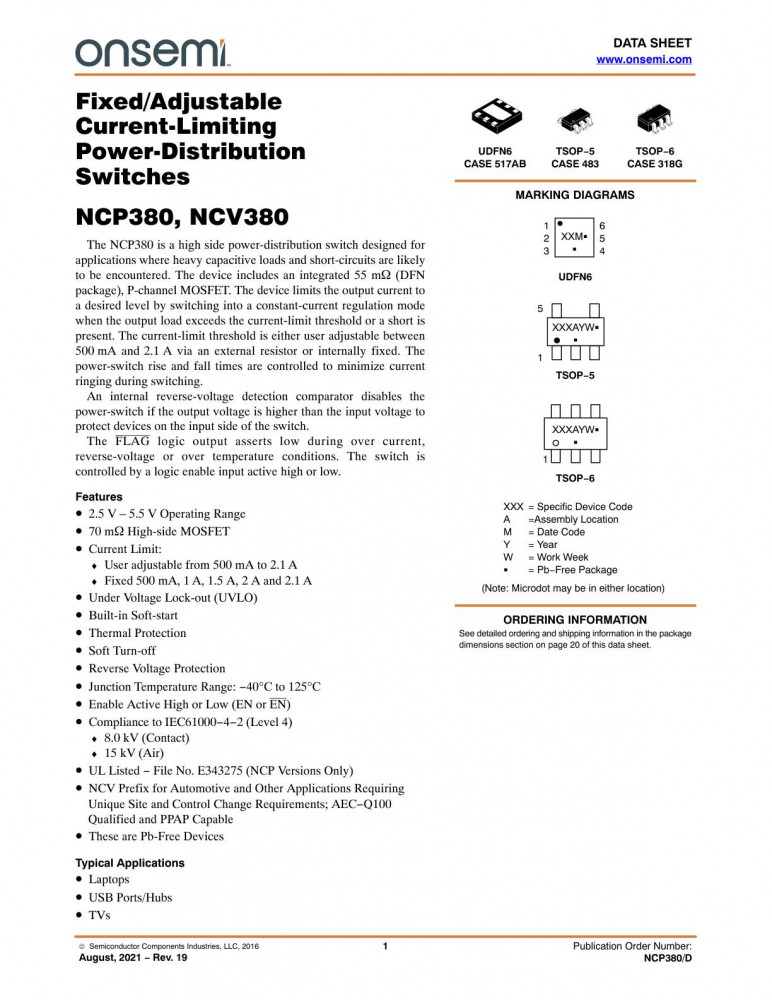 NCP380 datasheet page 1