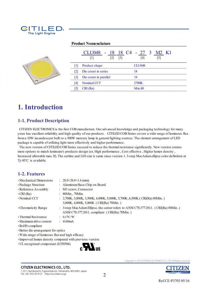 CITILED COB datasheet page 2