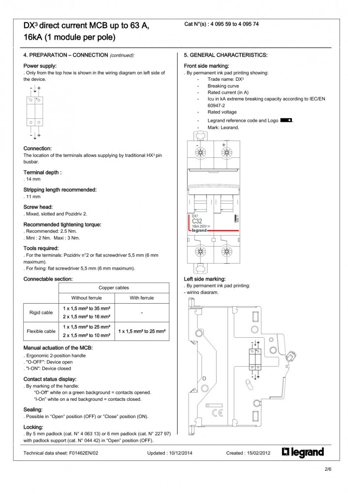 Legrand DX³ DC MCB technical document page 2