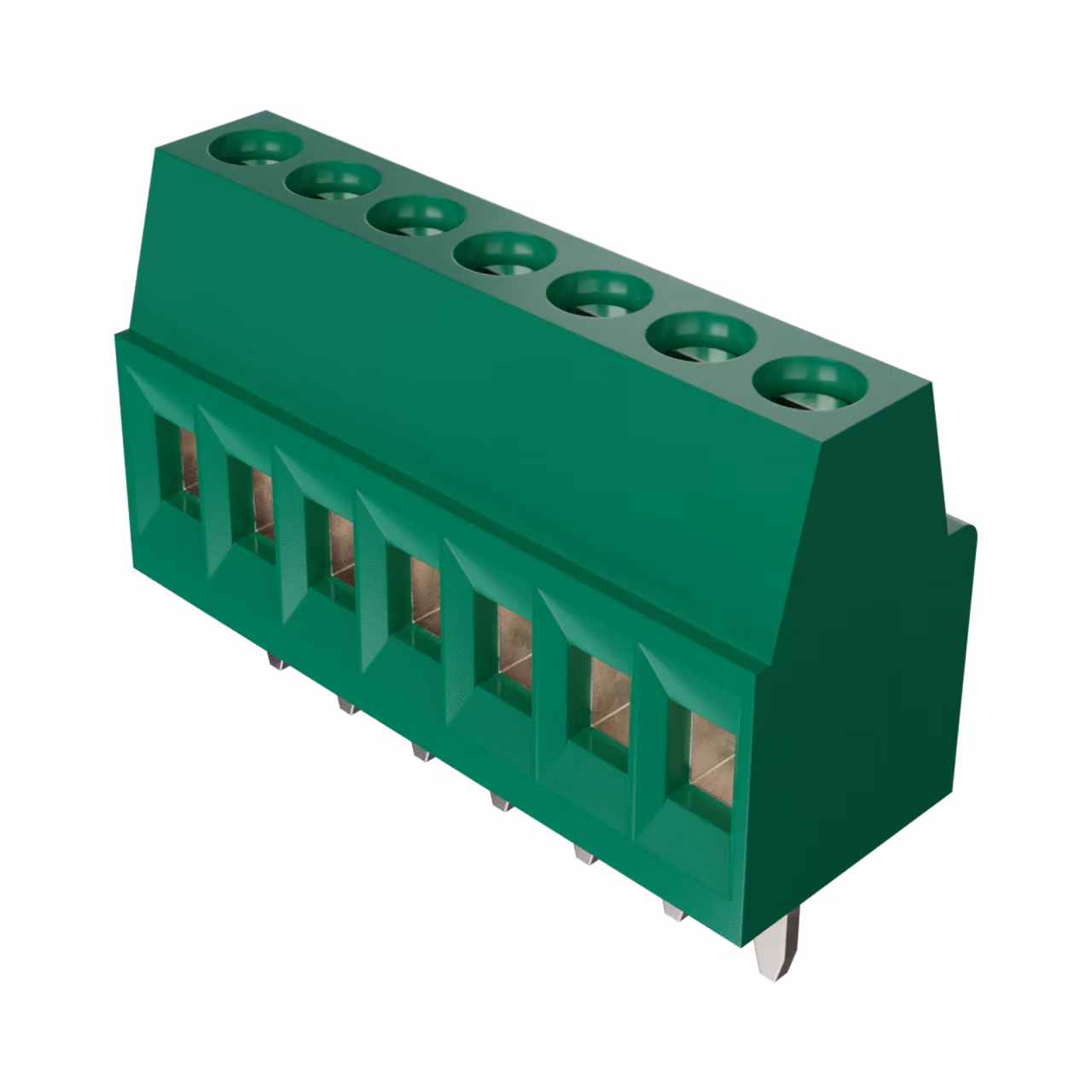 2.54mm Pitch Beau Eurostyle Fixed Mount PCB Terminal Block, Green, 7 Circuits for sale