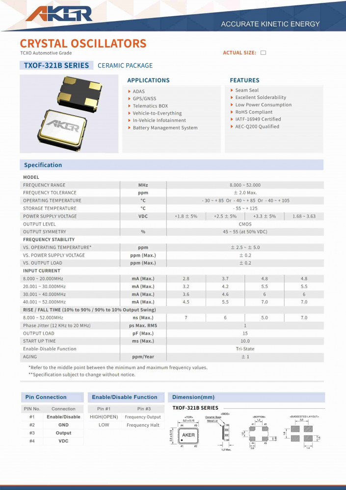AKER TXOF-321B SERIES technical document image