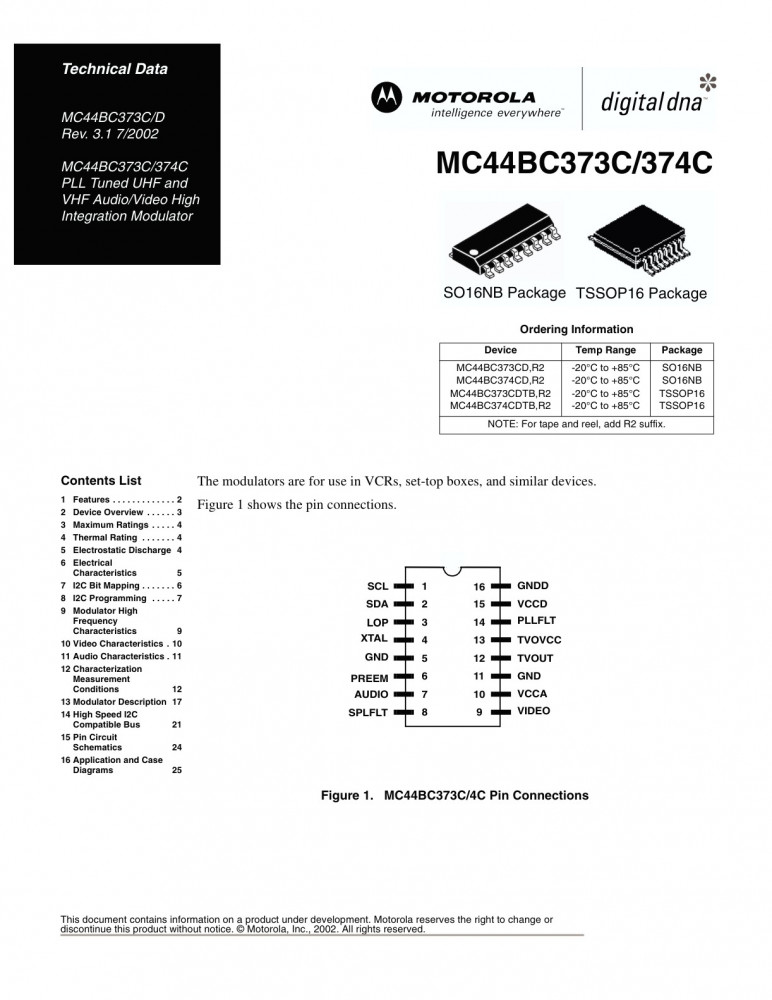 MC44BC374C datasheet page 1