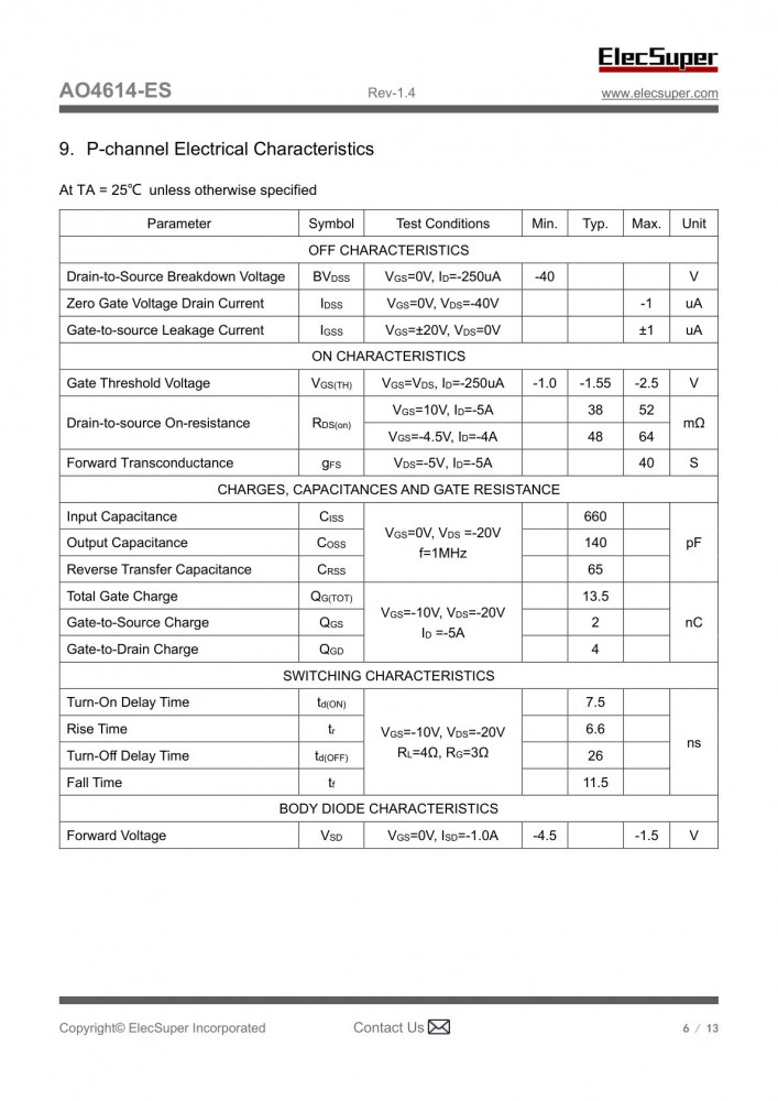 AO4614-ES datasheet page 6