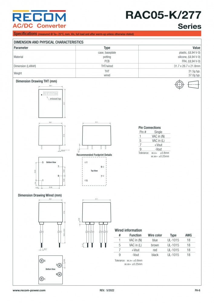RAC05 series datasheet page 6