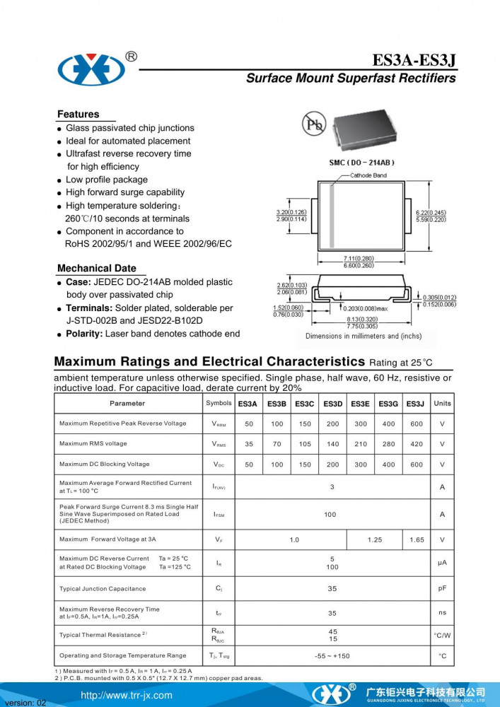 JUXING ES3JC datasheet page 1