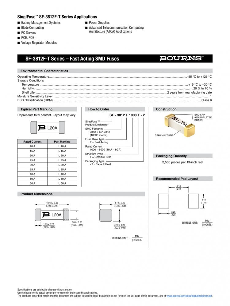 BOURNS SF-3812F-T datasheet page 2
