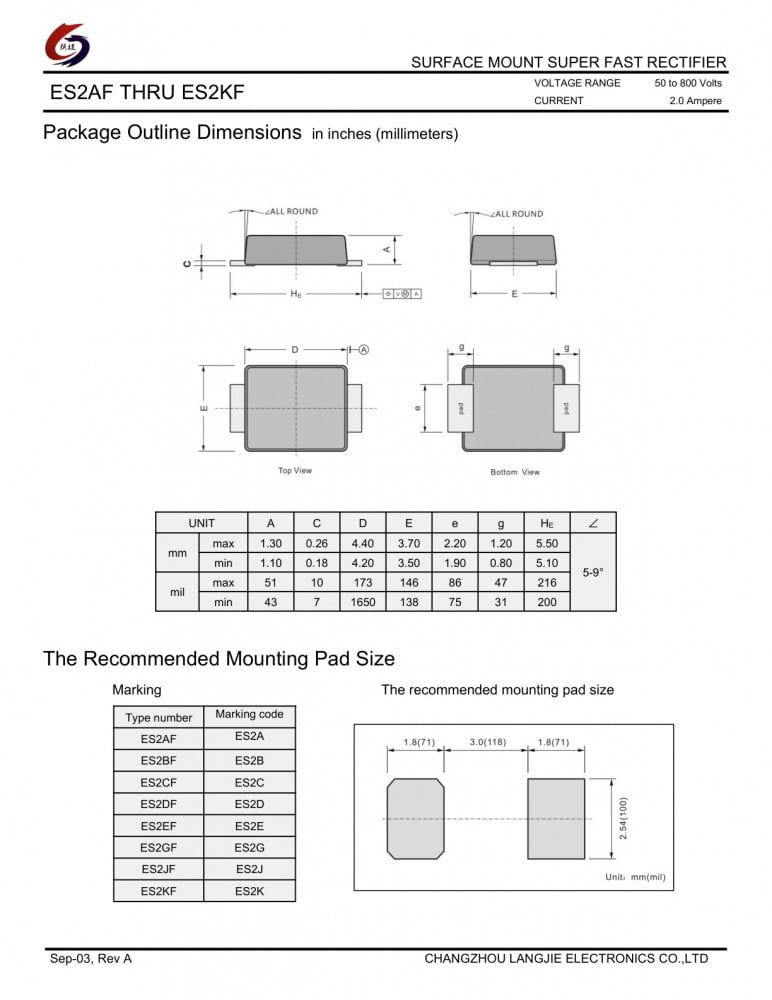 ES2GF datasheet page 3