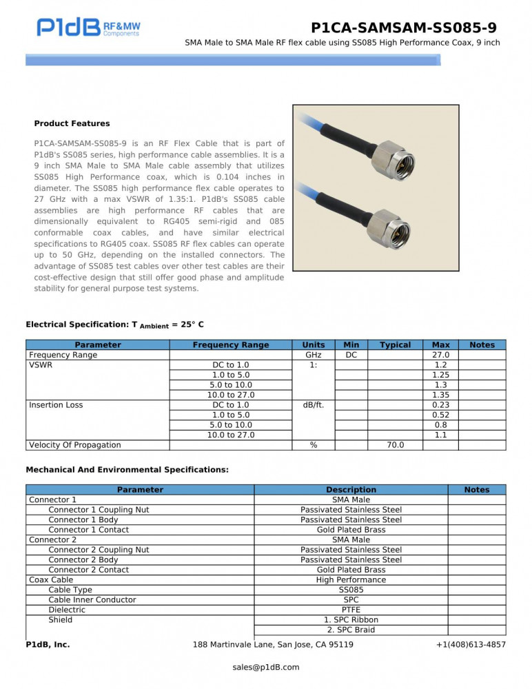 P1CA-SAMSAM-SS085-9 technical document, page 1