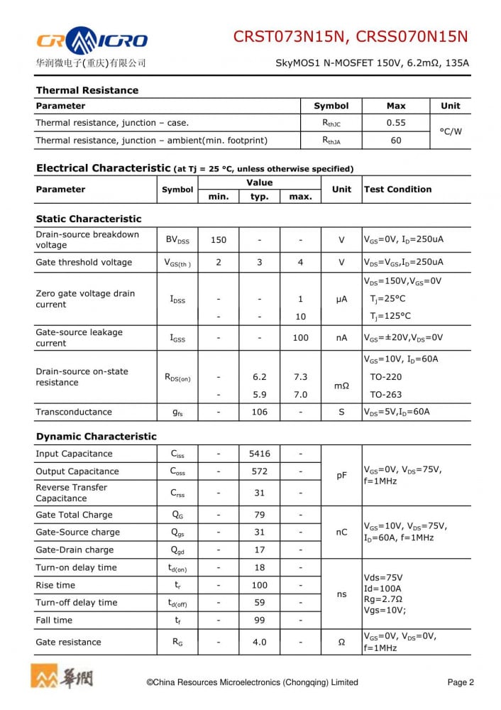 CRST073N15N datasheet page 2