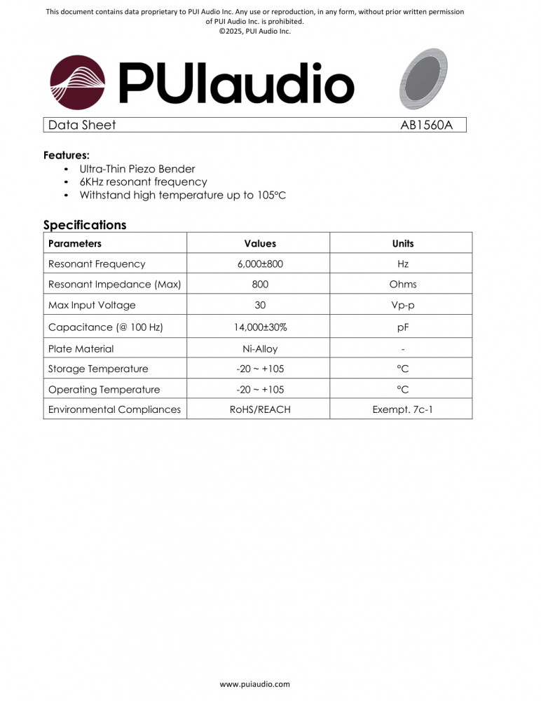 AB1560A datasheet page 1
