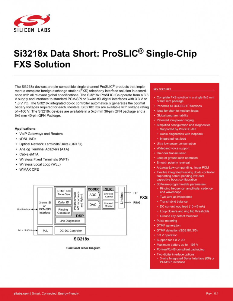 SI3218x technical document page 1
