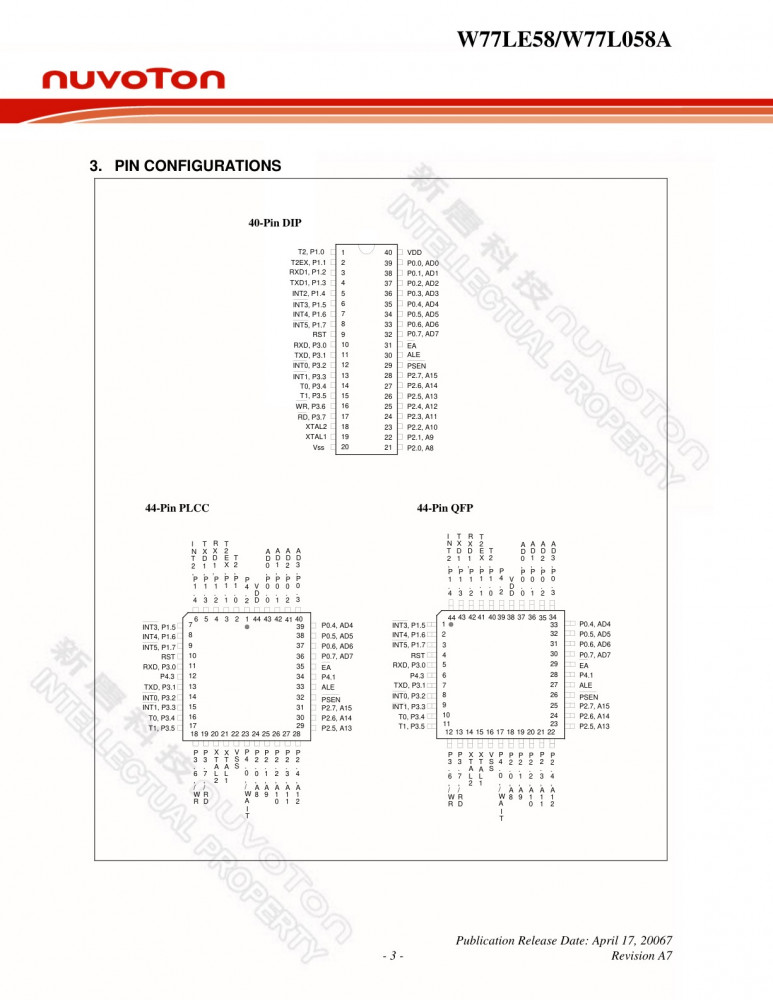 W77L058 datasheet page 3