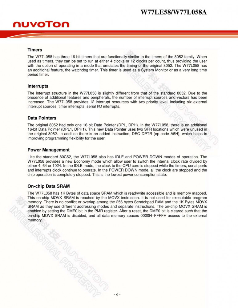 W77L058 datasheet page 6