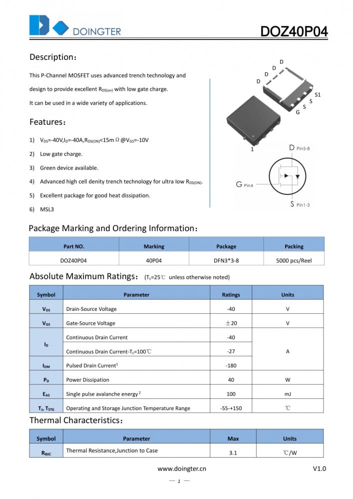 DOZ40P04 datasheet page 1