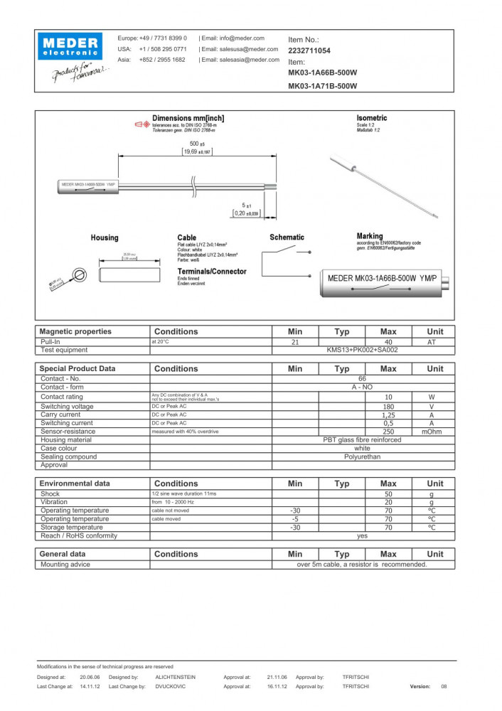 MK03-1A66B-500W product drawing and datasheet page