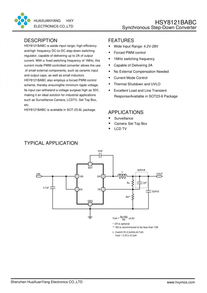 HSY8121BABC datasheet page 1