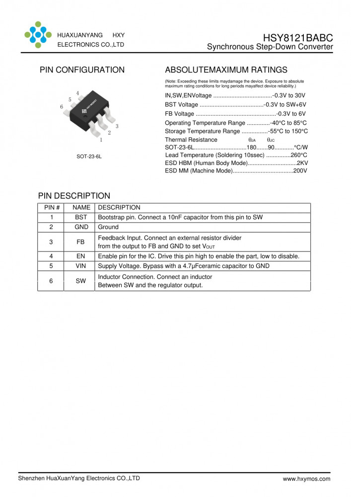 HSY8121BABC datasheet page 2