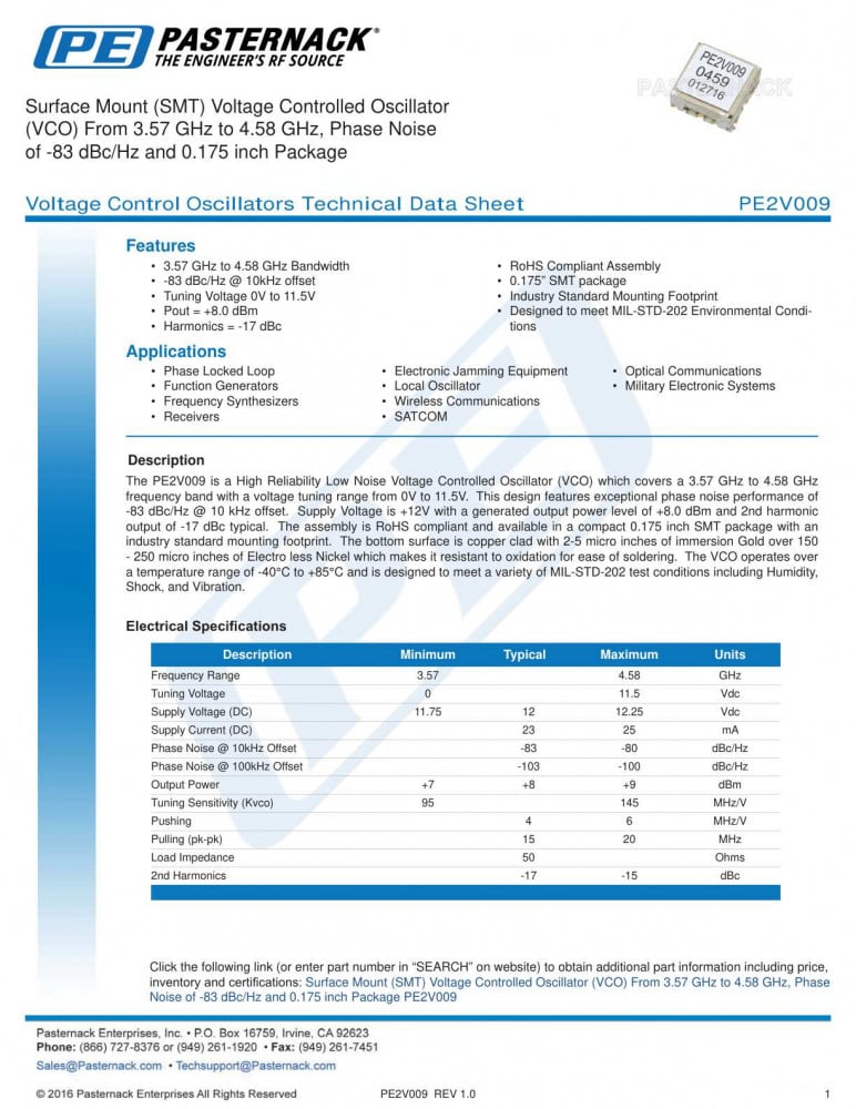 PE2V009 datasheet page 1