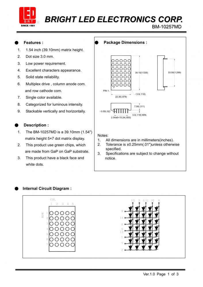 BM-10257MD datasheet page 1