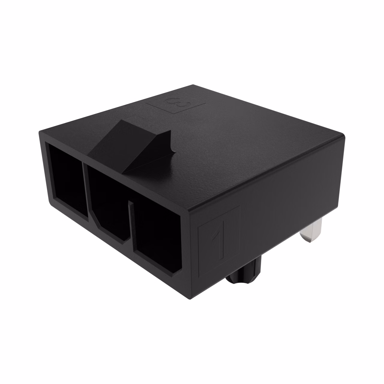 Mini-Fit Max Right-Angle Header, Single Row, Through Hole, 3 Circuits, Matte Tin (Sn) Plating, Black, Glow-Wire Capable, Tray for sale