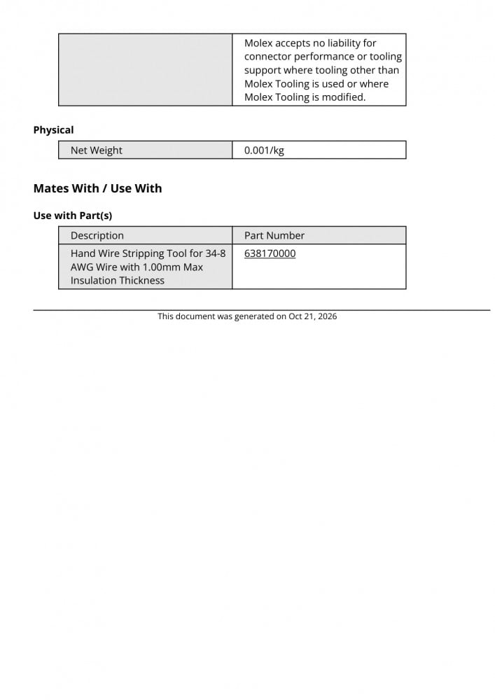 Product document image 3 for MOLEX 638170070