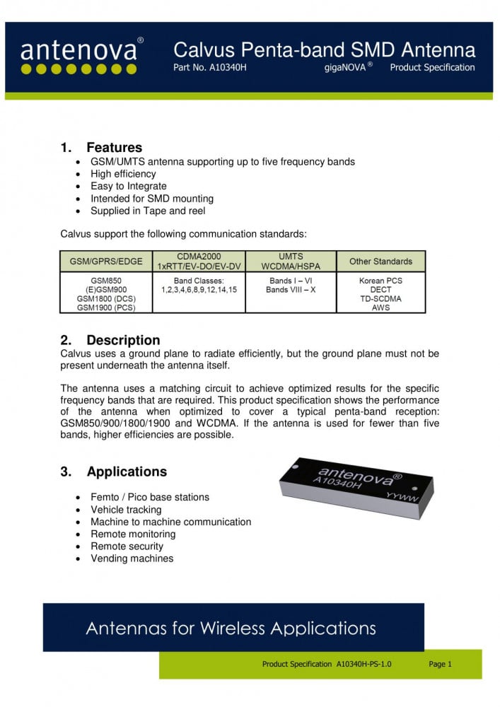A10340H datasheet page 1