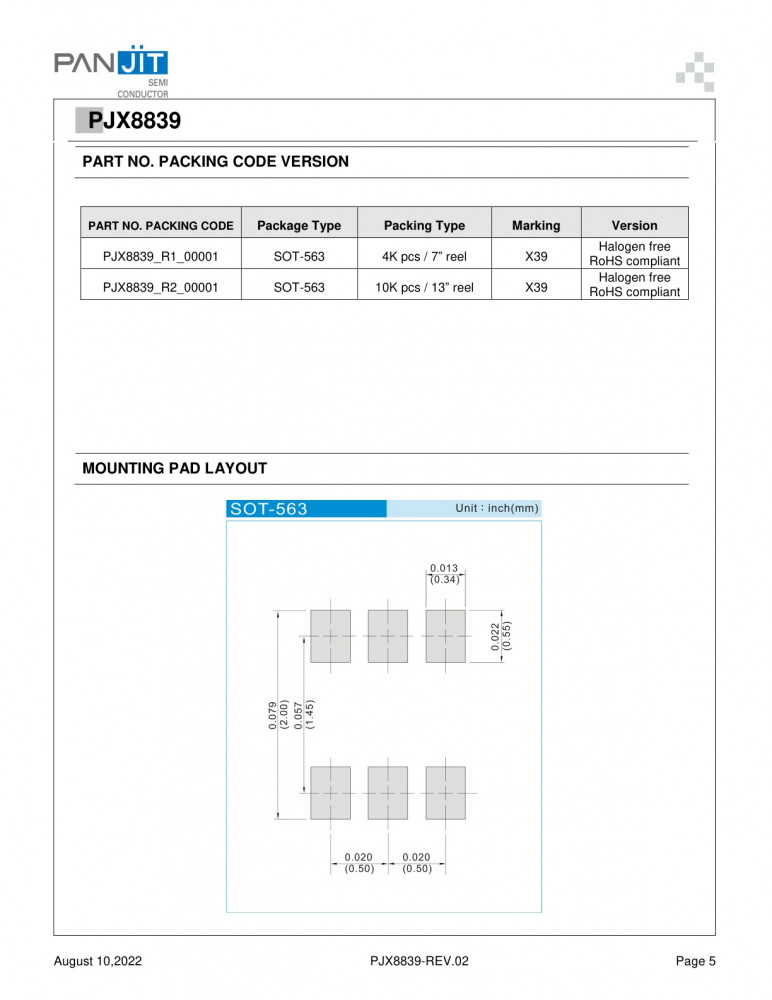 PJX8839 datasheet page 5