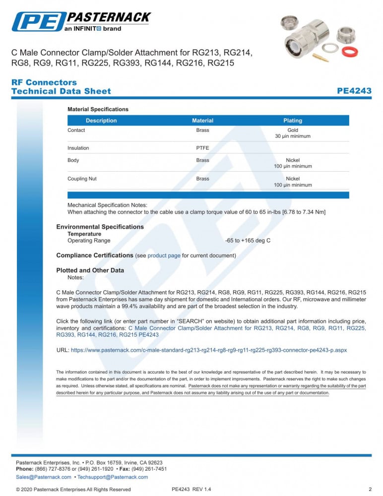 PE4243 technical datasheet page 2