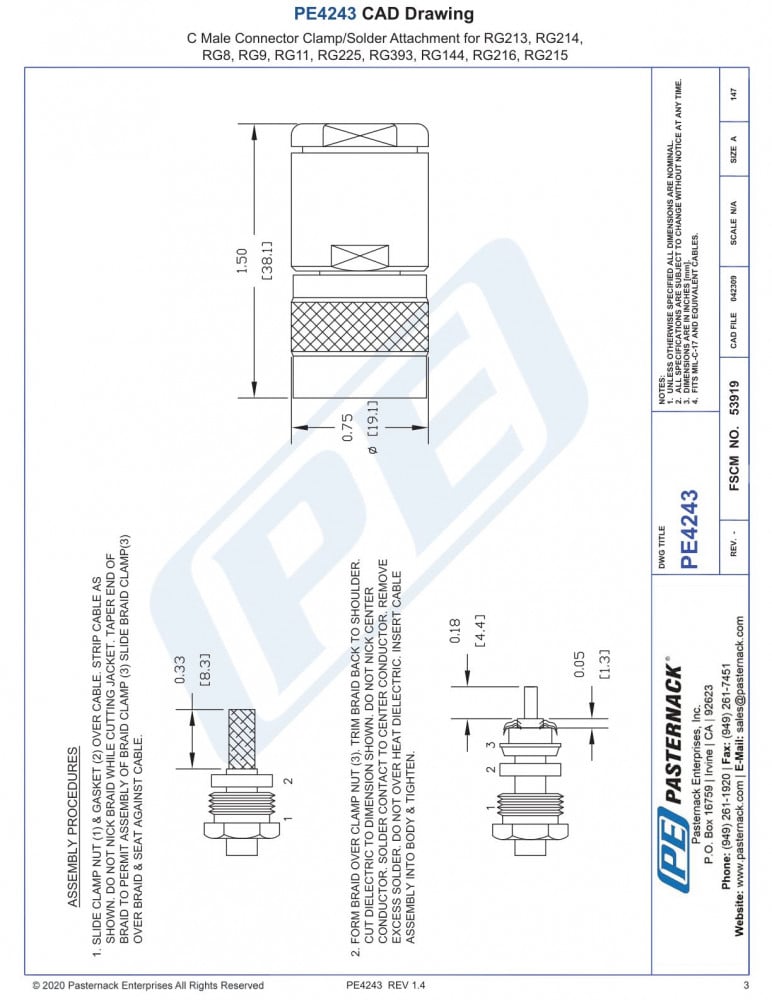 PE4243 technical datasheet page 3