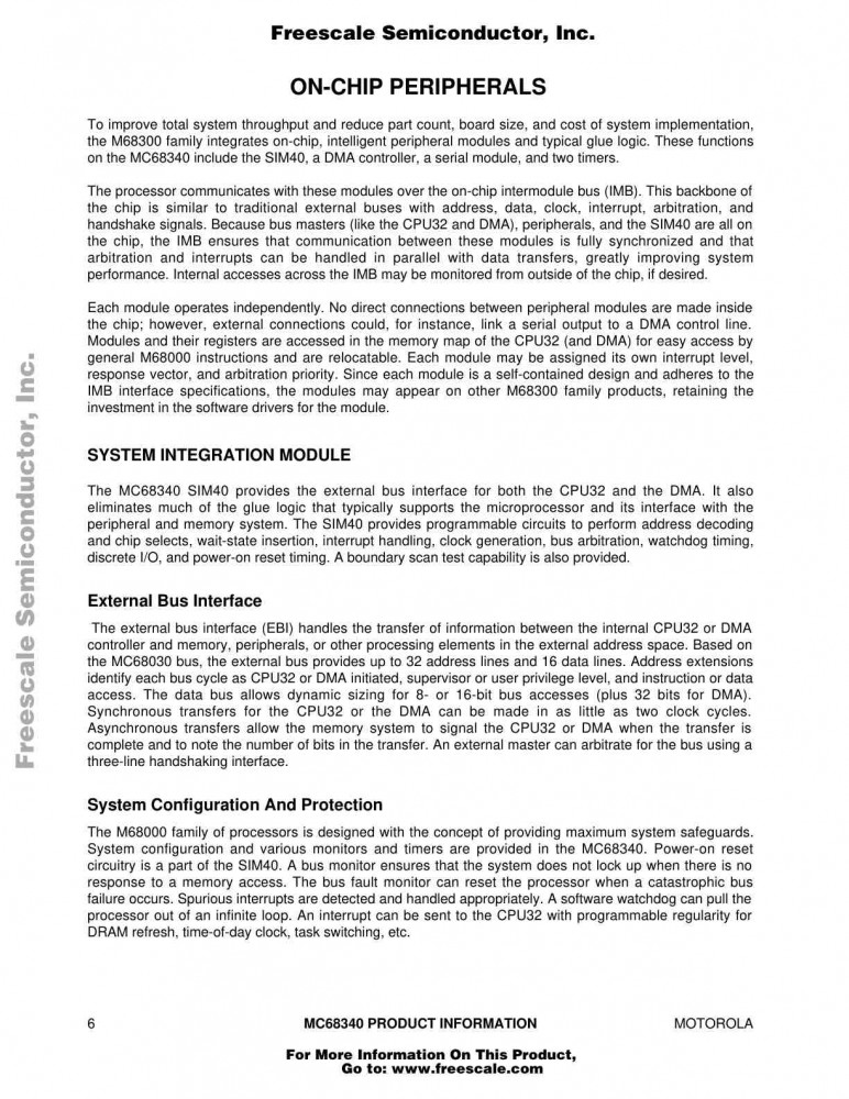 MC68340 product information page 6