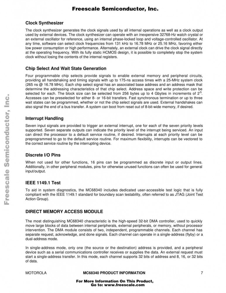 MC68340 product information page 7