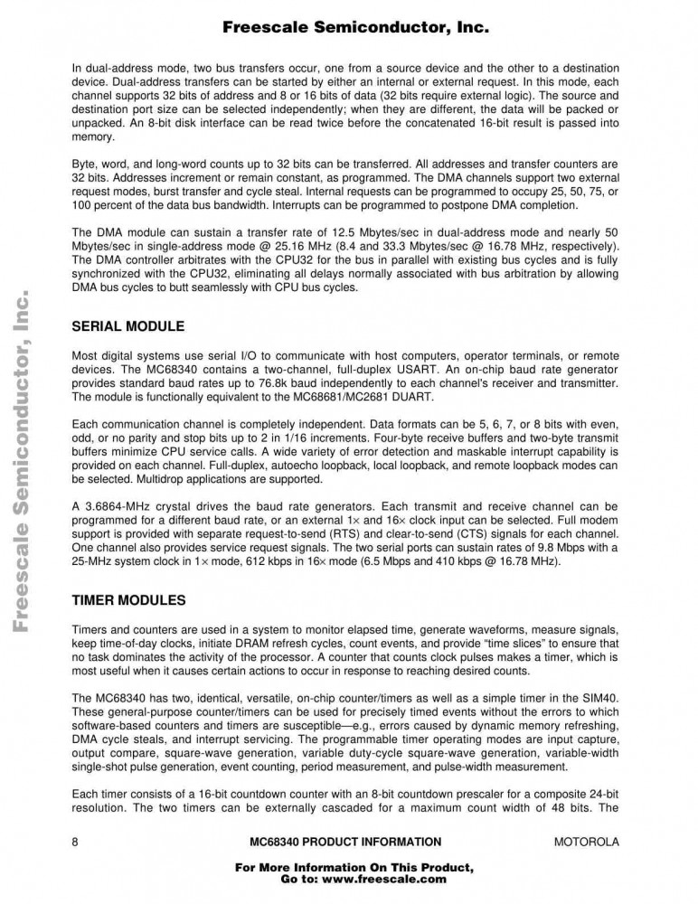 MC68340 product information page 8
