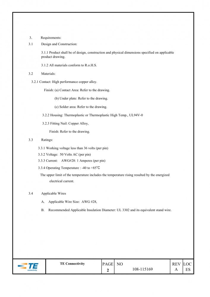 TE Connectivity specification page 2