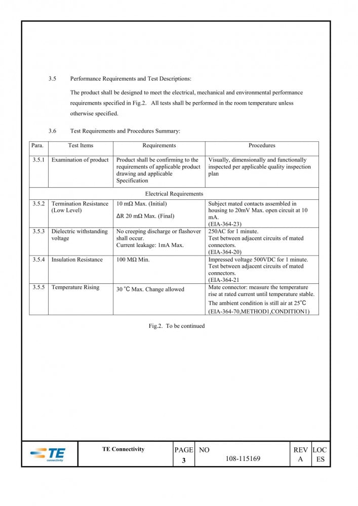 TE Connectivity specification page 3