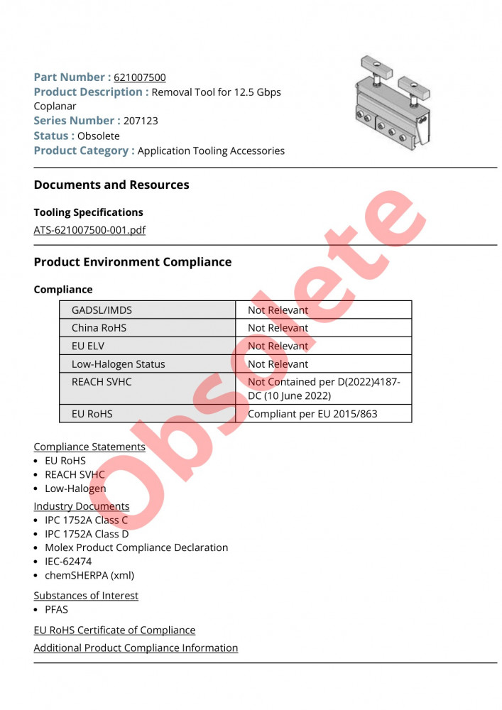Tooling specification document preview, page 1