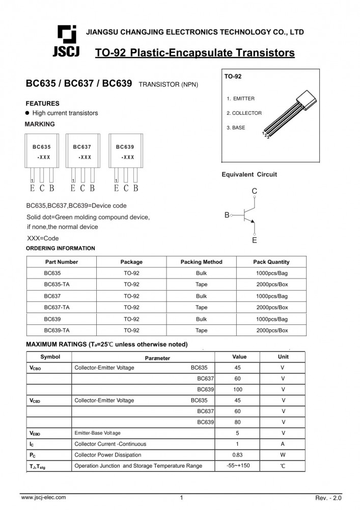 BC639-TA datasheet page 1