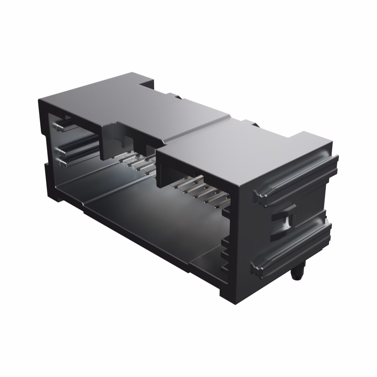 Mini50 Unsealed Right-Angle Header, 3 Rows, 38 Circuits / 30 Loaded, 30 x 0.50mm Blades, Polarization B, Gray, Tape and Reel for sale