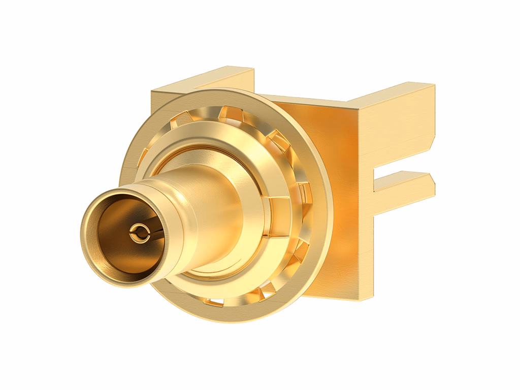 DIN 1.0/2.3 Jack, Straight, PCB Receptacle, Through Hole, Brass Body, Gold (Au) Plated, 11.75mm Height, 75 Ohms
