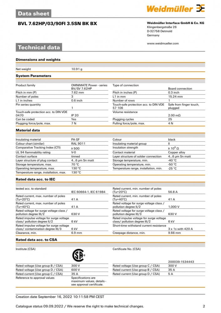 WEIDMULLER 1928400000 technical document page 2