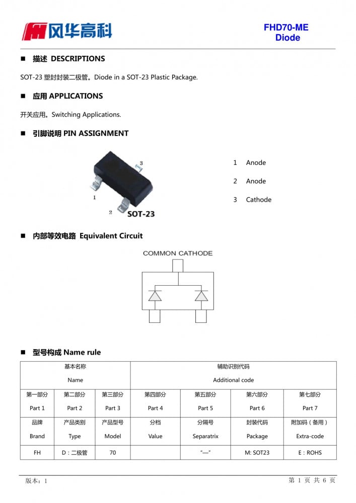 FHD70-ME datasheet page 1