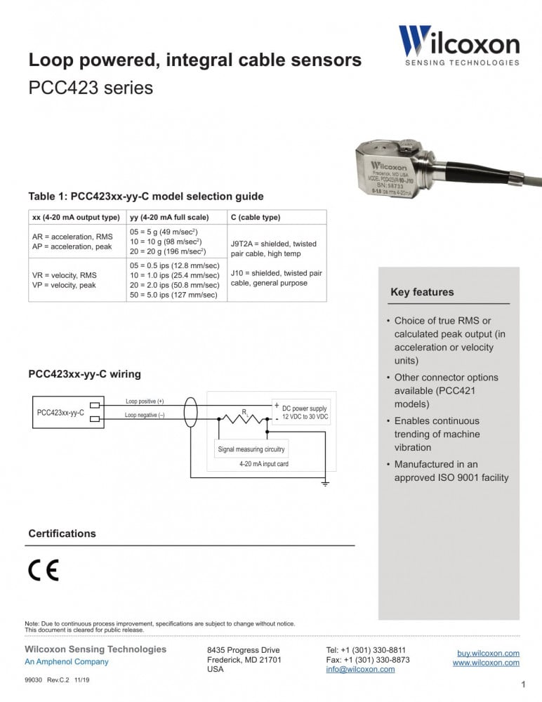 PCC423 series datasheet page 1