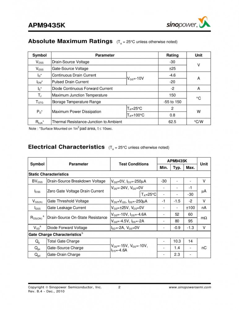 APM9435KC-TRG datasheet page 2