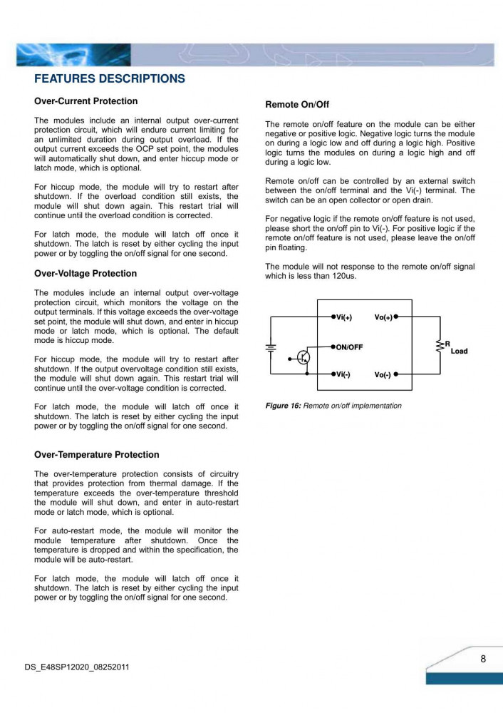 DELTA E48SP12020NRFA datasheet page 8
