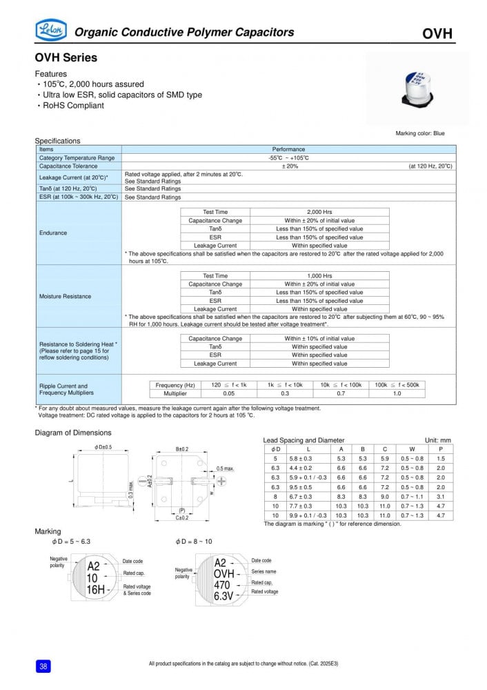 Lelon OVH Series datasheet page 1