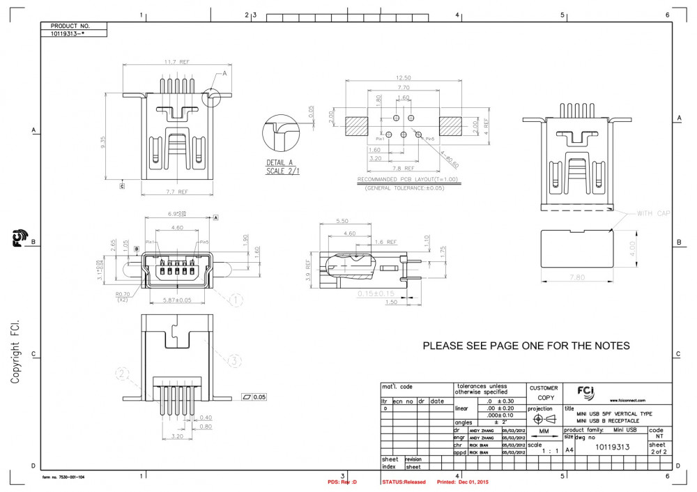 Amphenol 10119313-301CLF technical drawing page 2
