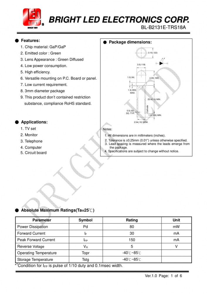 BL-B2131E-TRS18A datasheet page 1