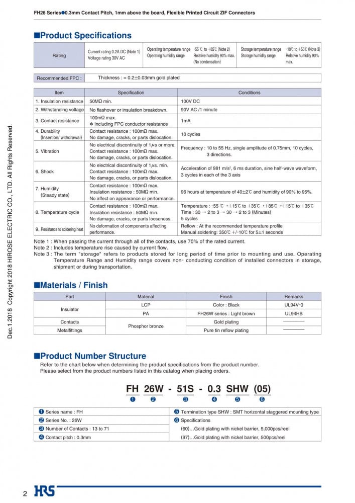 HRS FH26W datasheet page 2
