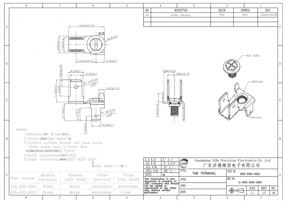 JIDC 935-635-8001 technical drawing preview